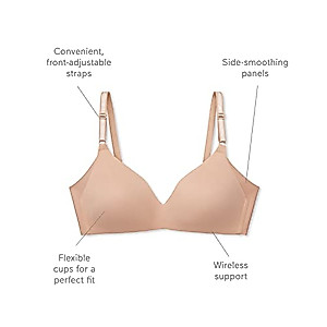 Warner's Women's No Side Effects Underarm-Smoothing Comfort Wireless Lightly Lined T-Shirt Bra 1056, Black, 36C