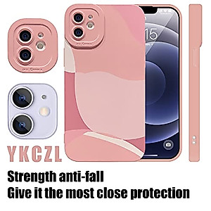 YKCZL Compatible with iPhone 11 Case 6.1 Inch, Cute Painted Art Full Camera Lens Protective Slim Soft Shockproof Phone Case for Women Girl-Pink