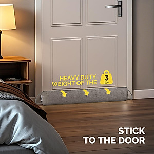 fowong Weighted Under Door Noise Stopper 48 Inch, Extra Long Draft Stopper for Bottom of Door Soundproof Noise Guard, Gray