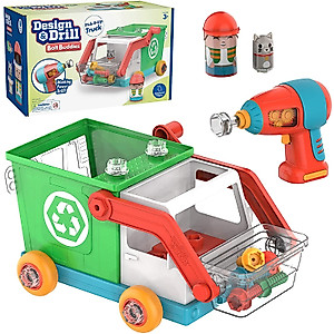 Educational Insights Design & Drill Bolt Buddies Recycling Truck Toy, Take Apart Toy with Electric Drill Toy, STEM Toy, Gift for Boys & Girls, Ages 3+