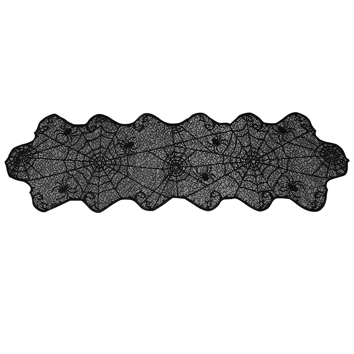 Vlovelife 14 x 48 Inch Halloween Table Runner, Black Lace Spider Web Table Runner, Halloween Decoration Lace Table Runner, Table Linens Topper for Halloween Party Dinner Table Decor