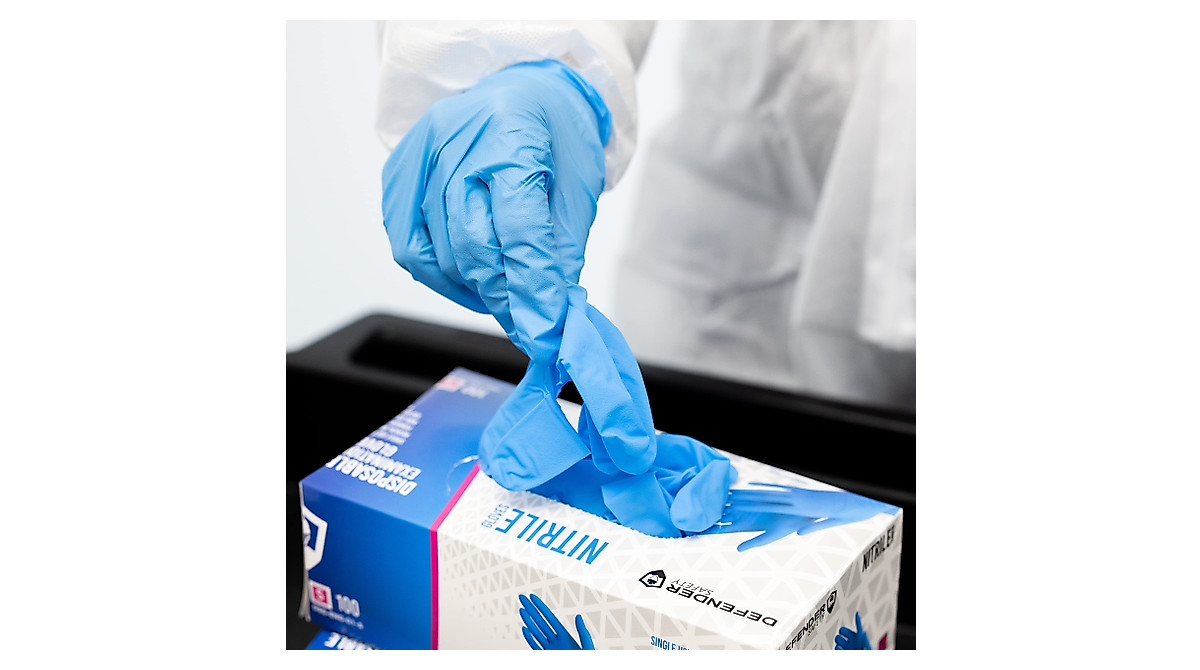 Defender Safety Nitrile Gloves - Powder-Free, Medical Grade (Large)