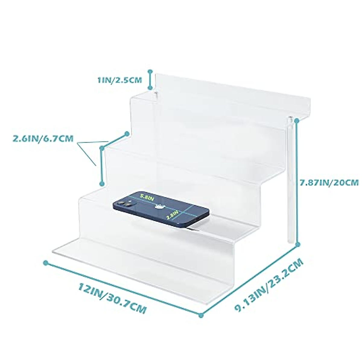 ihomecooker Acrylic Stands for Display,4 Tier Clear Cupcakes Perfumes Cologne Funko Pop Figurines Display Stand Risers Shelf for Decoration and Organizer(2pack,12 x 9 INCH)