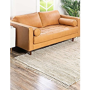 Unique Loom Chindi Jute Collection Area Rug (10' x 14' 1" Rectangle, Natural/ Ivory)