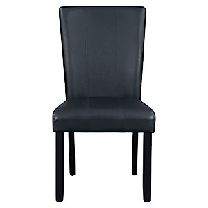 HomSof 7-Piece Dining Table with 2 Drawers, Black+White 1