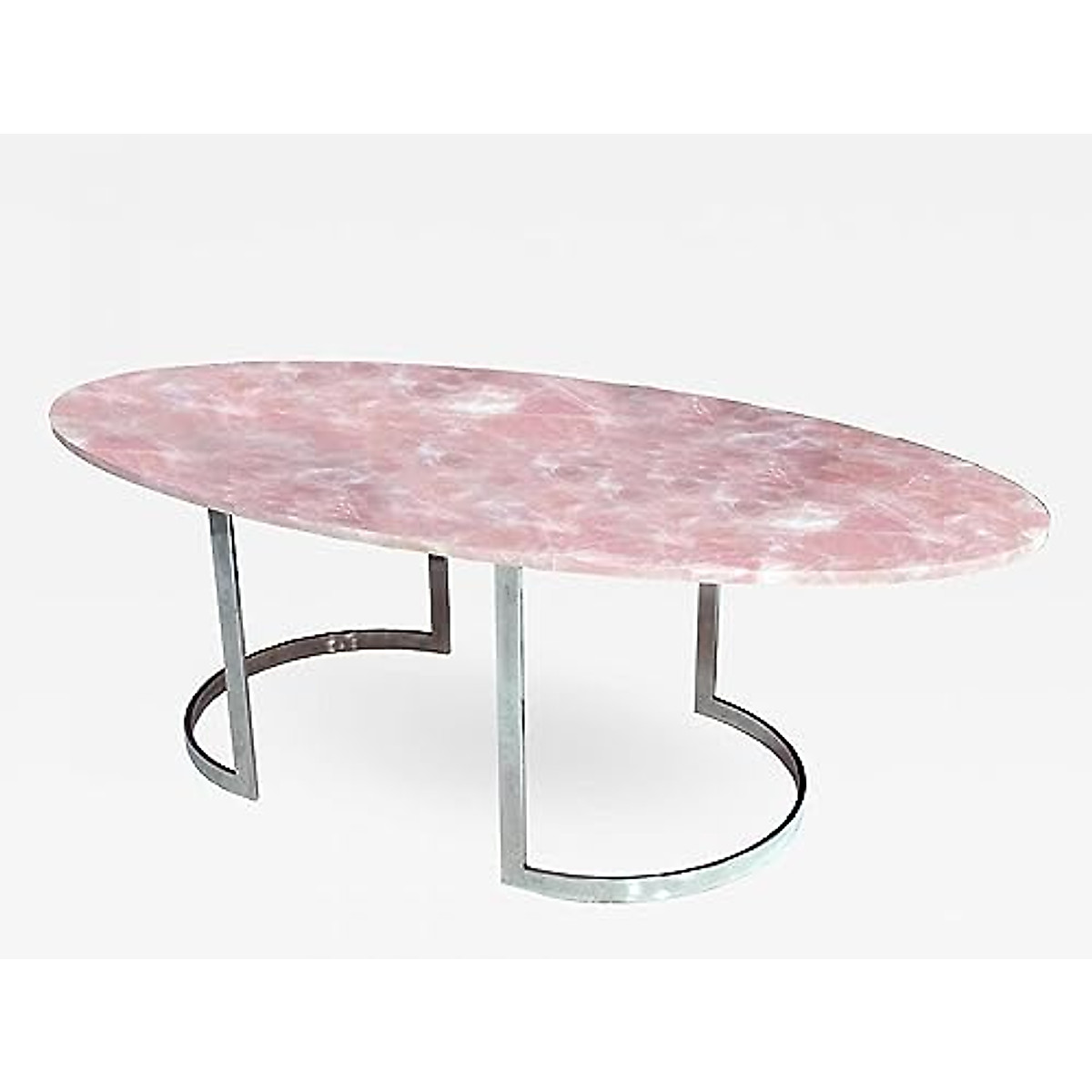 30 x 60 Inches Oval Shape Pink Marble Dining Table Top Rose Quartz Epoxy Art Conference Table for Office Furniture Decor