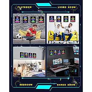 Drsoum Video Game Room Decor for Boys - Gaming Wall Art - Neon Gaming Room Decor - Game Poster FRAMED 8"x10" - Gamer Wall Decor - Teenage Boy Room Decor