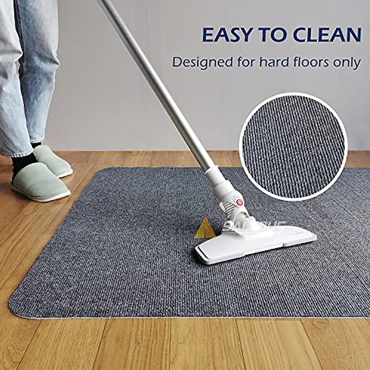 SALLOUS Chair Mat for Hard Floors, 55" x 35" Desk Chair Mat for Hard Surface, 1/6" Thick Office Chair Mat for Hardwood Floor, Low-Pile Desk Rug for Home, Rolled Packaging, Dark Gray