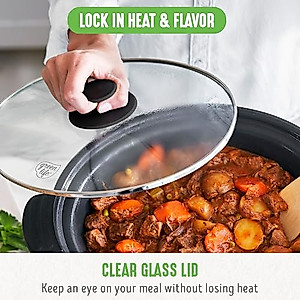 GreenLife 6 Quart Ceramic Slow Cooker, PFAS-Free, Programmable, Removable Healthy Nonstick Pot for large families, Sear on Stovetop, Keep Warm, Digital Timer, Dishwasher Safe Glass Lid & Crock, Black