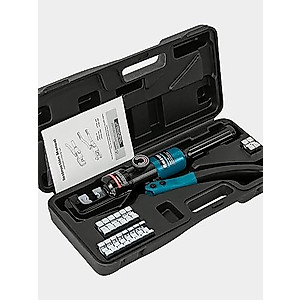 Hand Operated Hydraulic Crimping Tool Range 12 AWG-2/0 AWG for Cable Lugs Hydraulic Crimping Crimper Wire Terminal Lug Tool with 9 Pairs of Dies