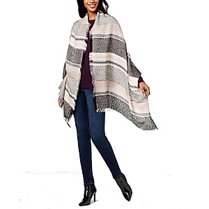 Steve Madden Women's Sparkle Striped Travel Wrap & Scarf, Black/Multi