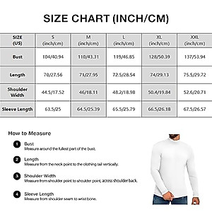 ZAFUL Mens Long Sleeve Mock Turtleneck T-Shirts Casual Thermal Pullover Top Slim Fit Stretch Basic Undershirt White M