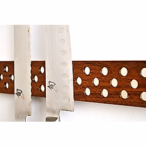 Magnetic Wooden Knife Bar Holder Strip, Cherry or Walnut, 12, 16, 20, or 24 Inch (16 Inch, Walnut)