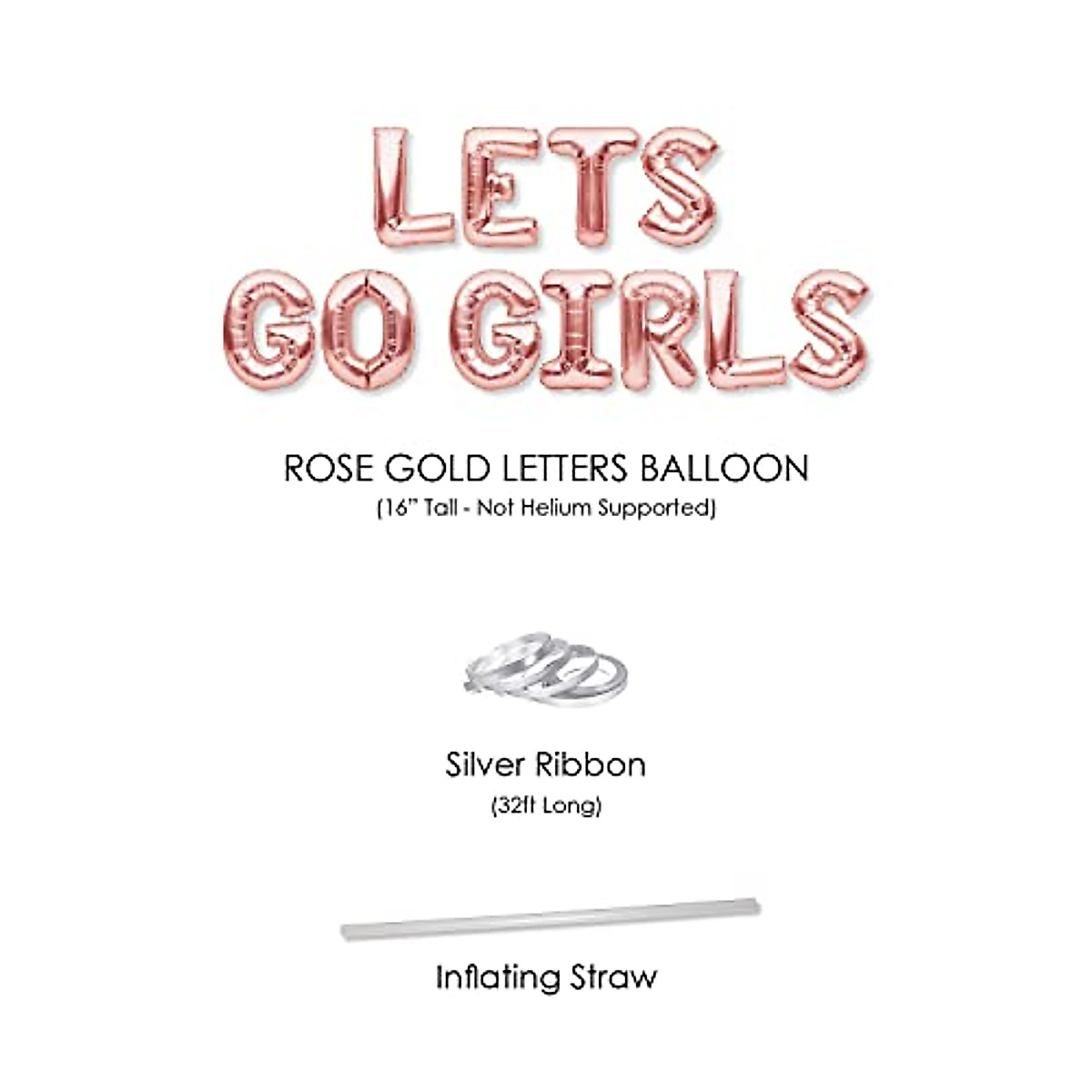 PartyForever LETS GO GIRLS Balloons Banner Rose Gold Bachelorette Party Decorations Sign