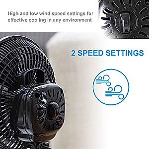 Kosmosta 6 inch 2 speed-Adjustable Tilt, 2 in 1 clip and table fan Personal Clip On Fan plug in clip fan For The Home, Office, Dorm Black color Fan
