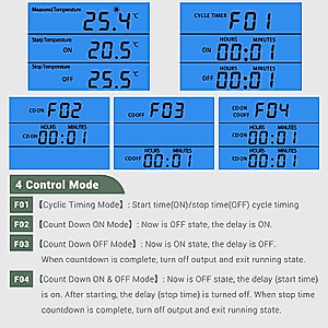 XIEHUZA Backlit Digital Temperature Controller, LCD Screen Heating Cooling Thermostat Outlet Socket with Sensor Timer Regulator for Reptile Incubator Greenhouse Brewing Refrigerator, 110V, 15A, ℉/℃