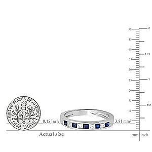 Dazzlingrock Collection Princess Blue Sapphire Stackable Wedding Band (0.30 ctw) in 10K White Gold Size 7