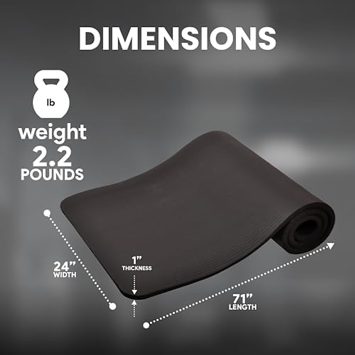 BalanceFrom All-Purpose 1-Inch Extra Thick High Density Anti-Tear Exercise Yoga Mat with Carrying Strap (Black)