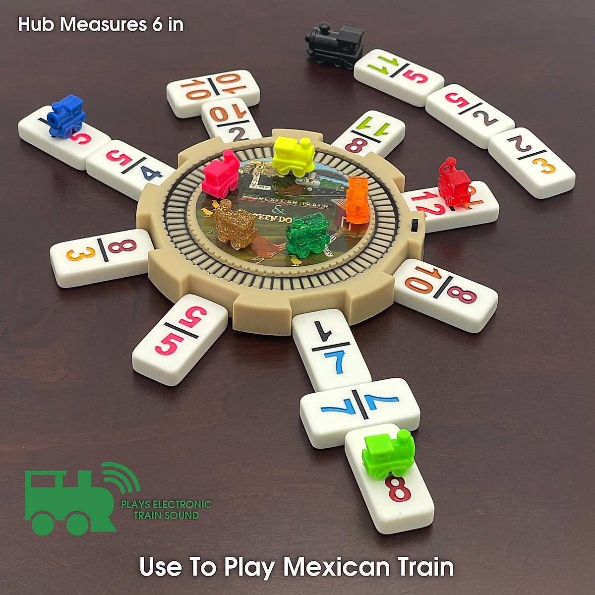Double 15 Numeral Pro Size Mexican Train & Chicken Domino Set in Aluminum Case