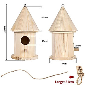 Bird Houses for Outside Hanging, 3pcs Natural Wooden Hummingbird Bird Houses for Outside for Nesting, Garden Patio Decorative for Swallow Sparrow Hummingbird Finch Throstl