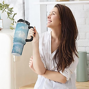 FRCSDIY Lakeside Tree Insulated Tumbler with Handle and Straw Lid,30oz Leakproof Stainless Steel Cup BPA-Free Water Bottle