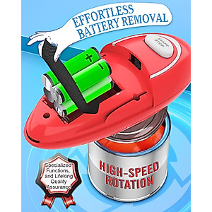 Electric Can Opener, Hand Free Can Opener Easy Open Any Can Sizes with Smooth Edge, Food-Safe Portable Battery Operated Electric Can Openers (Red)