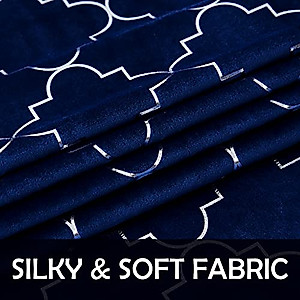 Jackroy Velvet Blackout Curtains 84 Inch Length for Dining Room, Silver Pattern Curtains for Living Room 2 Panels Set, Light Blocking Grommet Design Curtains for Bedroom with 52”Wx84”L