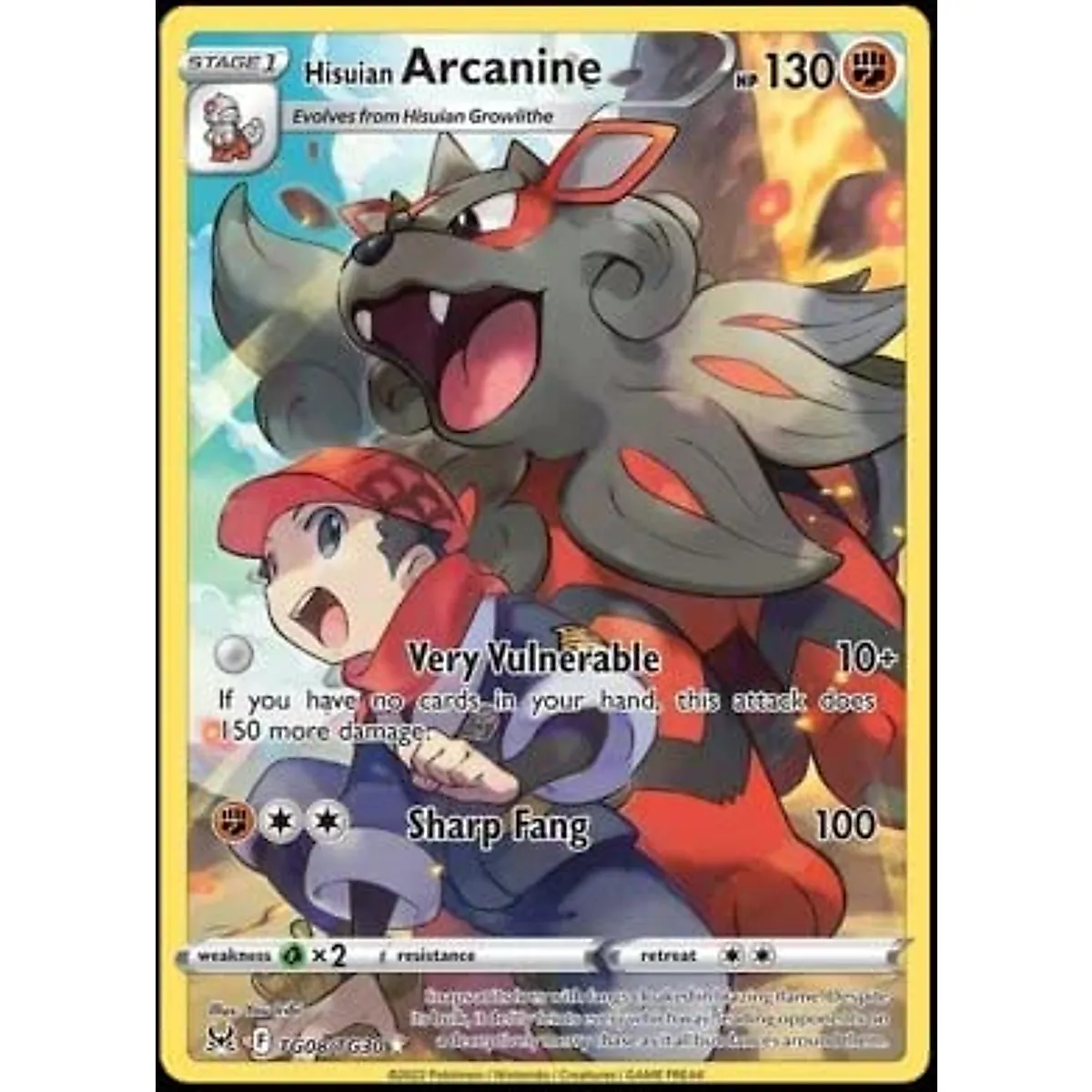 Pokemon - Hisuian Arcanine TG08/TG30 - Lost Origin - Trainer Gallery - Holo Card