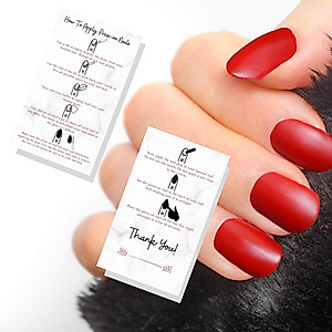 Press-On Nail Application Instructions Cards | 50 Pack | 2x3.5" inch Business Card Size | DIY Press-On Nail Kit | Marble with Rosey Gold Design