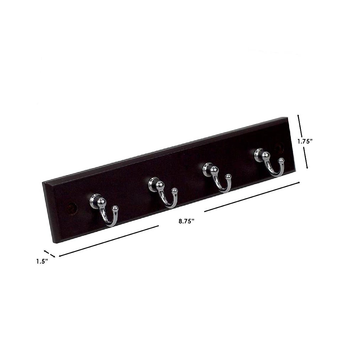 Home Basics 4 Hook Wall Mounted Key Rack Engineered Cherry Wood Finish for Organizing Keys, Coats, and Accessories | Simple Design adds a Function Addition to Any entryway, Kitchen, or Hallway