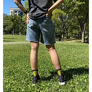 holawit Happy Face Fun Design Positive Smile Back Point Quarter Socks 4P Set