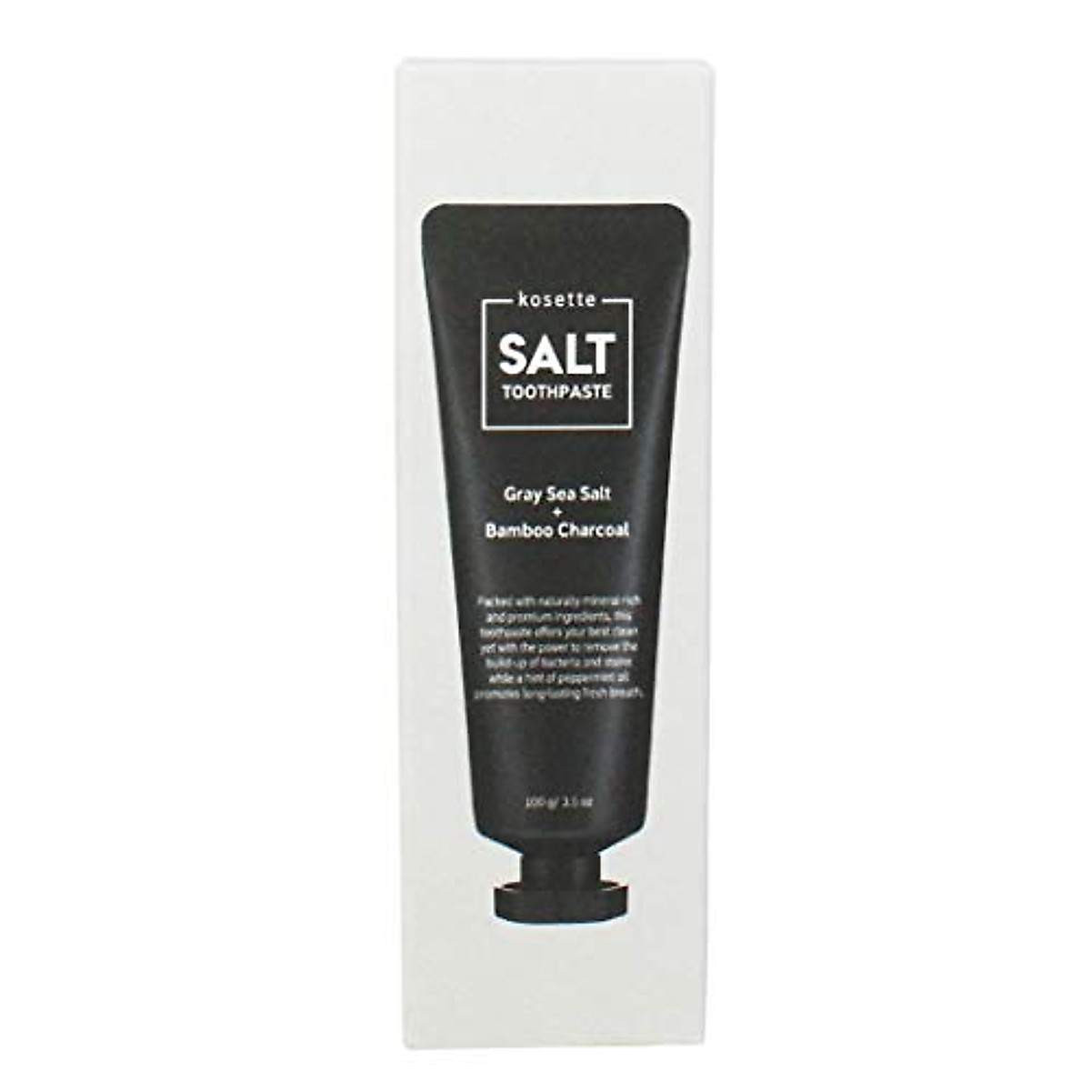 Kosette Salt Toothpaste 100g, Activated Charcoal Toothpaste - Teeth Whitening & Deep Clean with Premium Ingredients - Gray Sea Salt, Bamboo Charcoal, Fresh Peppermint | No Black Residue | Vegan