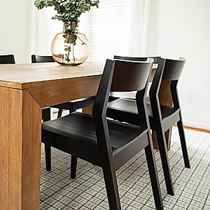 Plank+Beam Modern Dining Chair, Wooden Kitchen and Dining Room Chair, Wood Chair for Office, Living Room, Black
