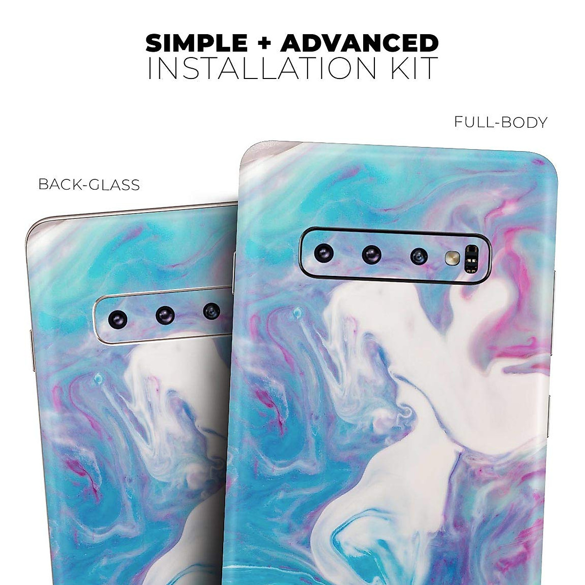 DesignSkinz Marbleized Blue Paradise V45 Protective Vinyl Decal Wrap Skin Cover Compatible with The Samsung Galaxy S20 (Screen Trim & Back Glass Skin)
