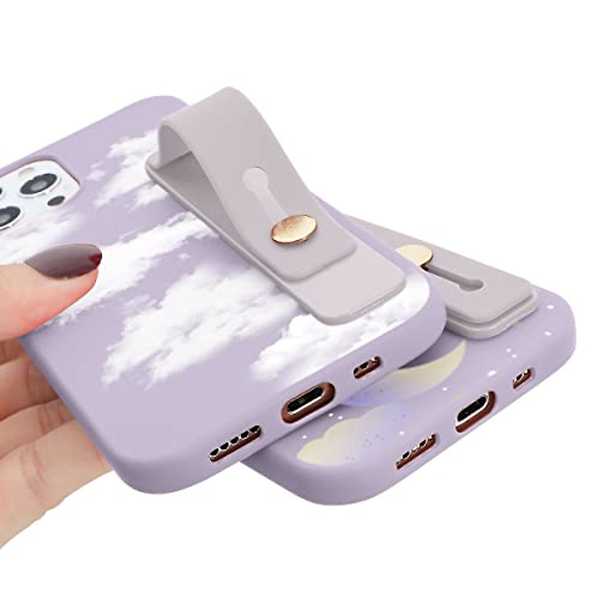 KAPUCTW 2 Pack for Oppo Realme 7 Pro 4G case with Wrist Strap, Cute Clouds Print Pattern Wristband Holder Phone Case Soft Silicone TPU Bumper Shockproof Protective Cover for Realme 7 Pro 6.4 Inch