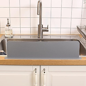 Jovely Grey Silicone Splash Guard, Water Splatter Screen for Kitchen, Bathroom & Island, The Whole Floor Absorption Surface, Premium Kitchen Accessories (19.1L x 1.8W x 4.7H inches)