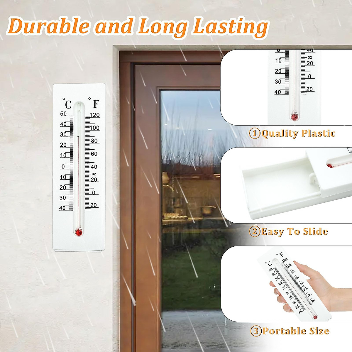 Dexspoeny Key Cabinet Outdoor, Key Lock Box, Thermometer Decorative Hide a Keys Lockbox for Outside Waterproof Dexspoeny Secret Hidden Storage Coins, Money and Hold House Spare Keys for Safe Storage