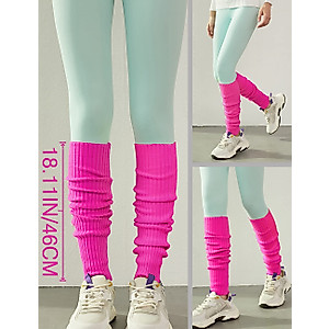 v28 Women Juniors 80s Eighty's Ribbed Leg Warmers for Party Sports(Rose)