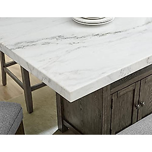 Steve Silver Grayson White Marble and Driftwood 5-Piece Counter Height Set