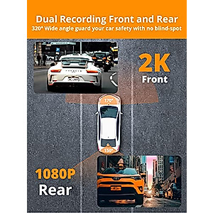 Dash Cam Front and Rear with WiFi - Kingslim D2 Pro 4K Single Front/2K+1080P Front and Rear Dual Dashcam for Cars with Night Vision and 24H Parking Monitor, 256GB Max Supported, Black