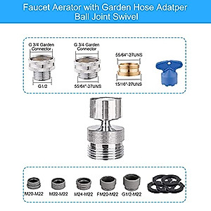 4 Pieces Garden Hose Adapter Kit Faucet Adapter Kit, Multi-Thread Sink to Hose Adapter Water Filter Adapter Female to Female / Male to Female, Swivel Faucet Aerator Adapter Water Hose Adapter