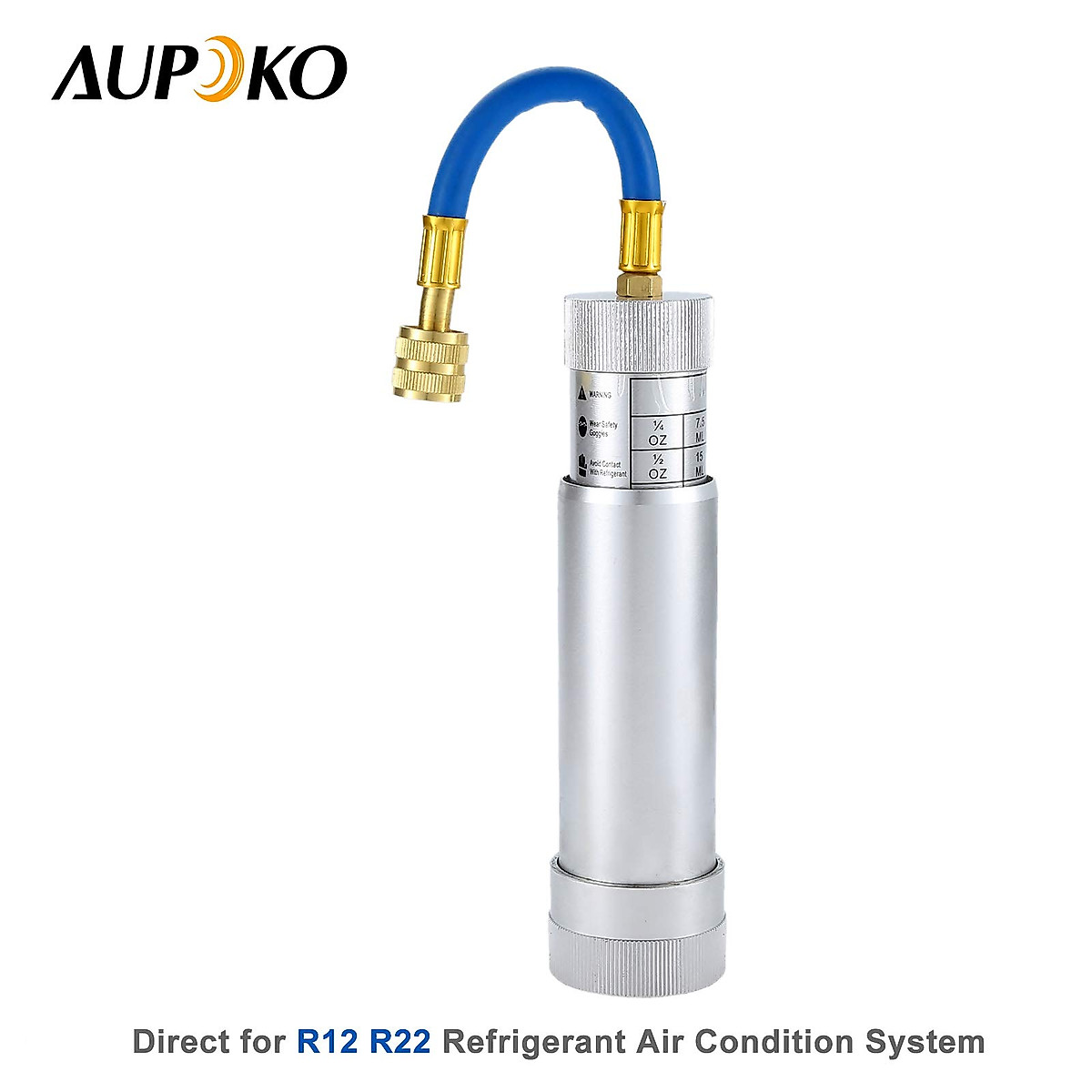 Aupoko AC Oil Injector Kit, R134A Oil Injector with R1234YF Low Side Quick Coupler, HVAC Dye Oil Injector with 1/4" SAE Connector, for R134A R22 R12 R1234YF Refrigerant System