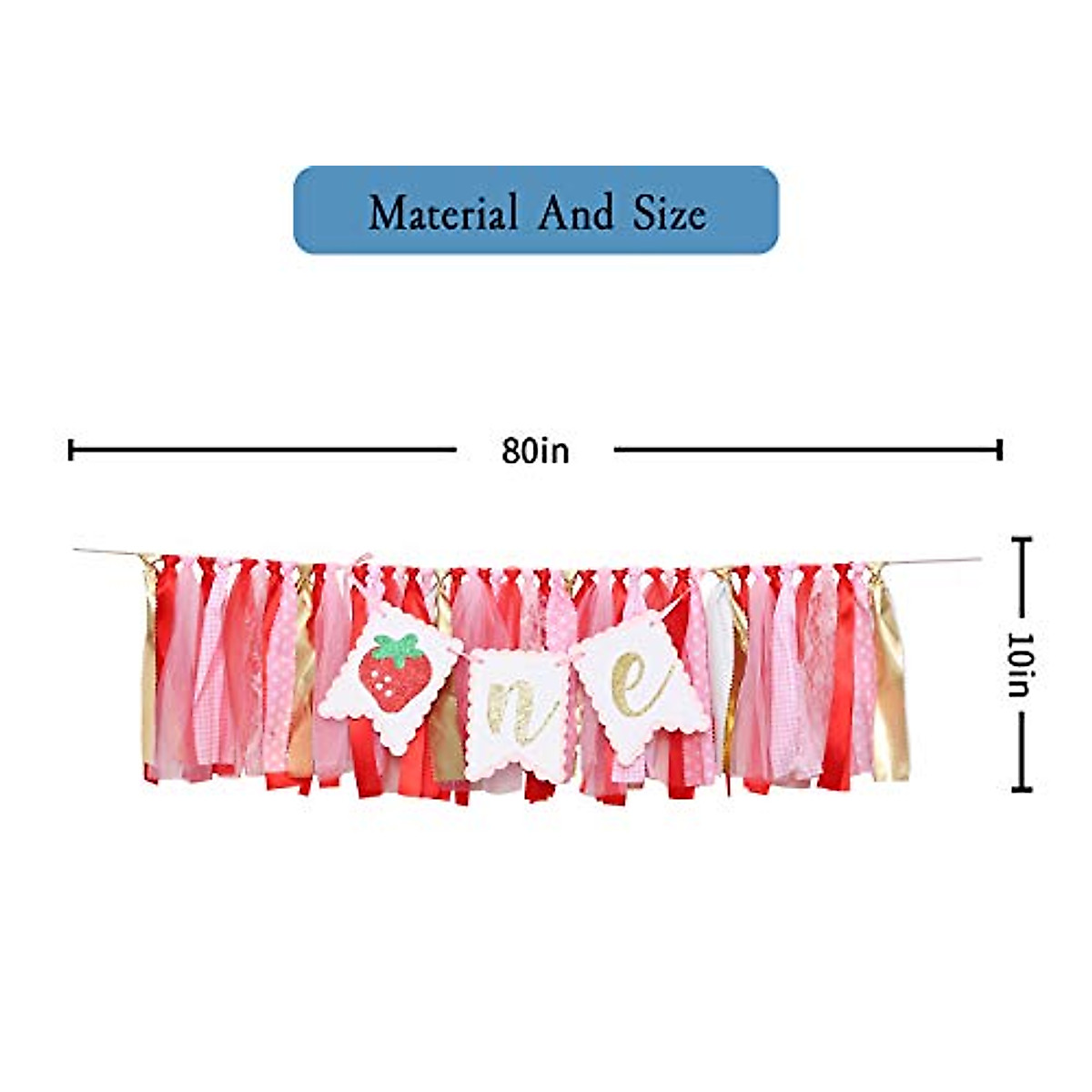 Berry Strawberry Theme High Chair Banner - Sweet First Birthday Banner - Smash Cake Photo Prop - 1st Birthday Photo Backdrop Decorations - Birthday Souvenir and Gifts for Kids (Strawberry-2)