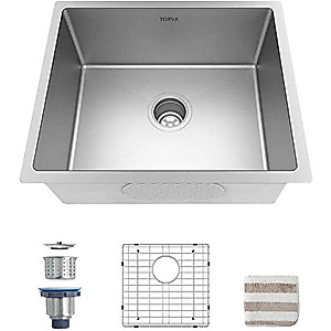 Bar Sink, TORVA 22.5 inch Undermount 16 Gauge Single Bowl Stainless Steel Kitchen Sink, Bar or Prep Sink