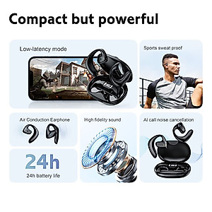 VL9 Outdoor Sport Earhook Headset Bluetooth Painless Air Conduction Headphone LED Digital Display TWS Phone Headset Earbuds