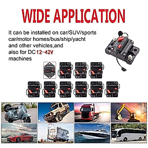 ANJOSHI 150 Amp Circuit Breaker with Manual Reset for Car Truck RV ATV Marine Trolling Motors Boat Audio System Current Overload Protection Inline Fuse Inverter, 20A-150A/12V-42V DC Waterproof (150A)