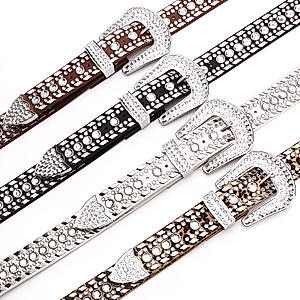 UnFader Bling Rhinestone Belts for Women, Fashion Cowgirl Western Studded Belts for Jeans Pants