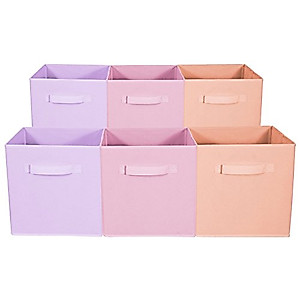 Sorbus Kids Pink Dresser with 8 Drawers + 11 Inch Pink, Purple, & Orange Cube Storage Bins (6 Pack) Bundle - Matching Set - Storage Unit Organizers for Clothing - Bedroom, Kids Rooms, Nursery, & Close