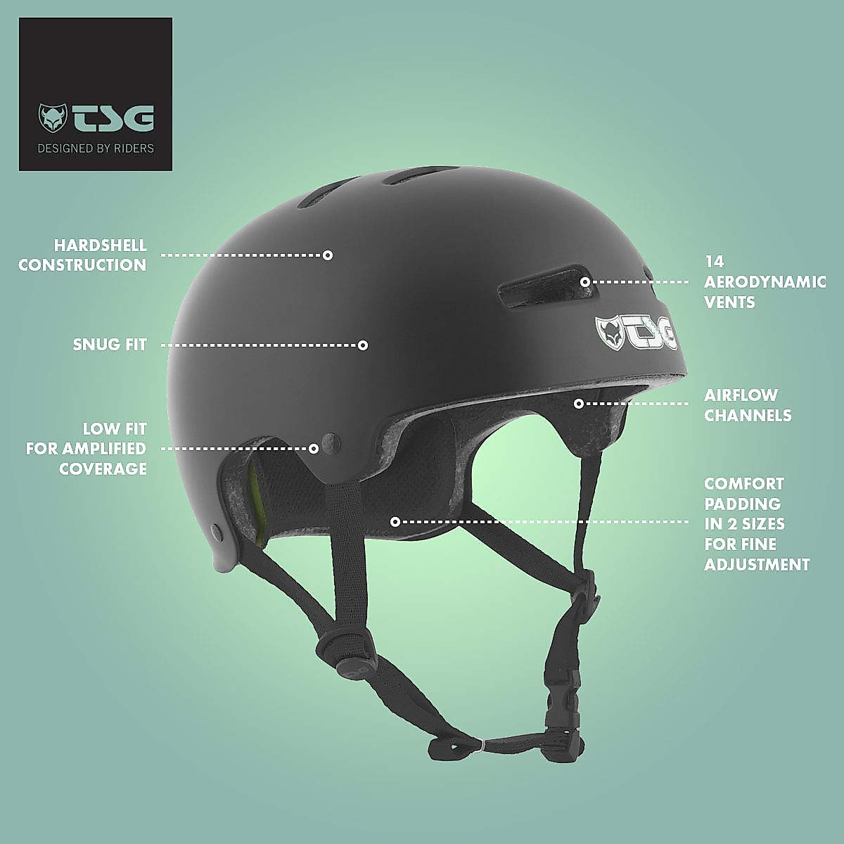 TSG Evolution Bike & Skate Helmet w/Snug Fit in Satin Black | for Cycling, BMX, Skateboarding, Rollerblading, Roller Derby, E-Boarding, E-Skating, Longboarding, Skating (Satin Black, L/XL 57-59 cm)…