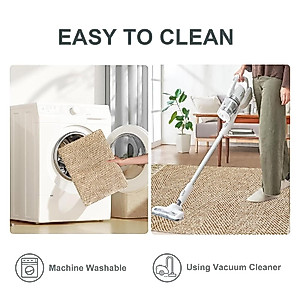 Small Bathroom Rug, 2'x 3' Boho Entryway Rug Washable Cotton Woven Front Door Mat with Tassels, Low Pile Reversible Kitchen Rugs Soft Tan Throw Rug Farmhouse Carpet for Indoor Entry Décor